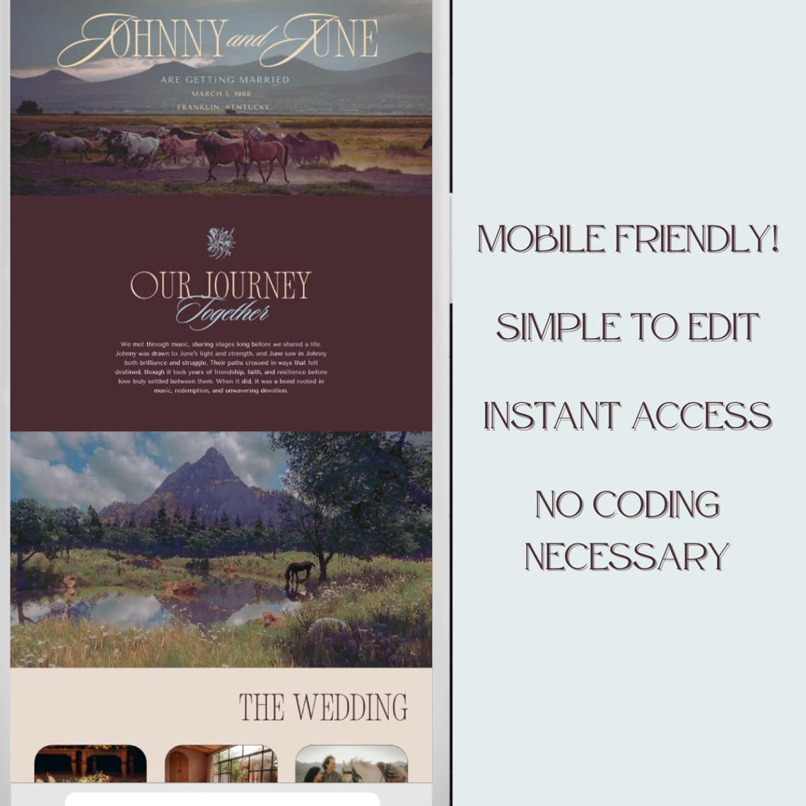 Fully Customizable Western Wedding Website Template, Canva Template ...