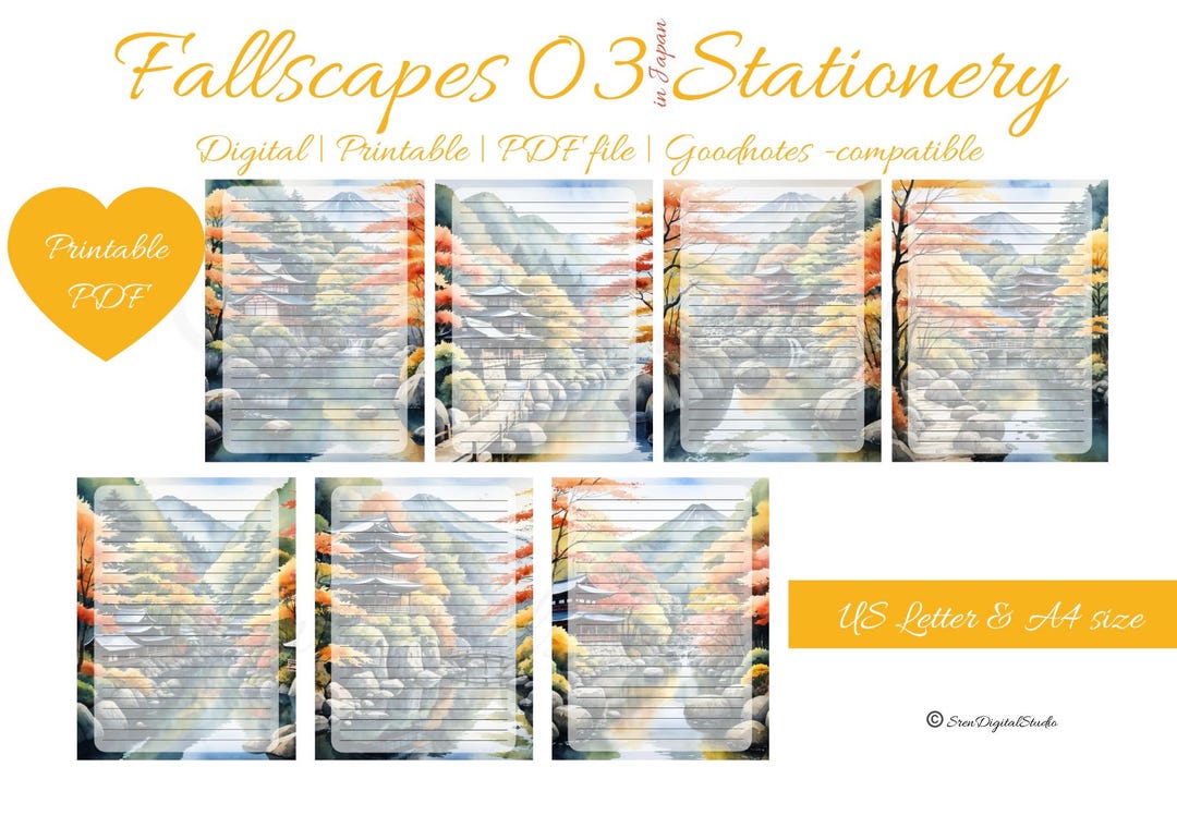 Fall Stationery Set: Printable Digital Paper (PDF Download) - Etsy