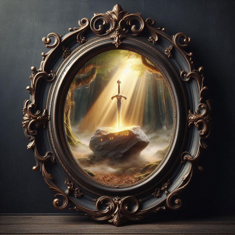 Excalibur in the Stone: Printable King Arthur Wall Art - Enchanted ...