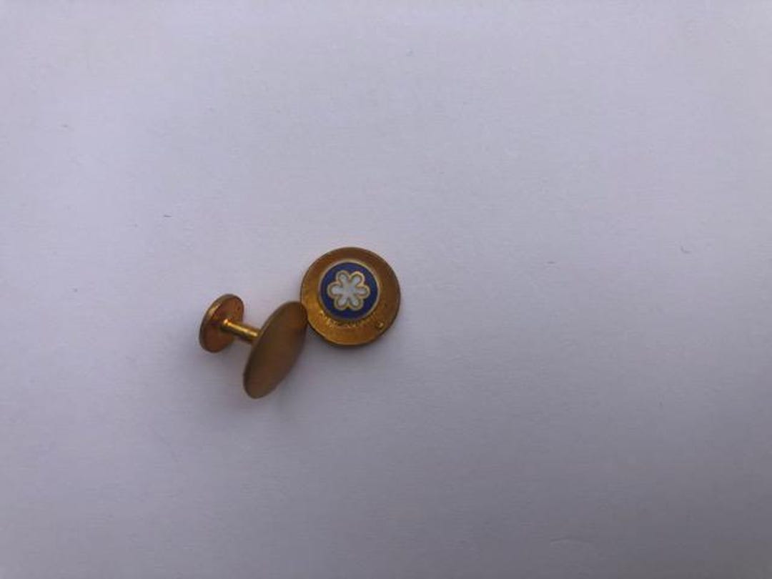 Vintage Antique Collar Buttons With Enamel Blue - White - Gold Colored - Etsy