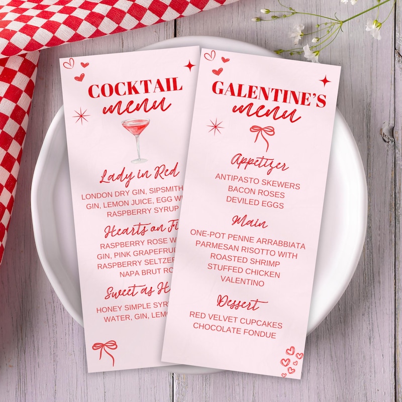 Galentine Menu Templates - Etsy