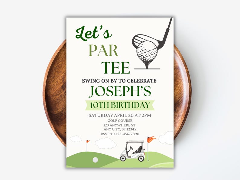 Editable Golf Birthday Invitation, Golf Course Birthday Invite, Let's ...
