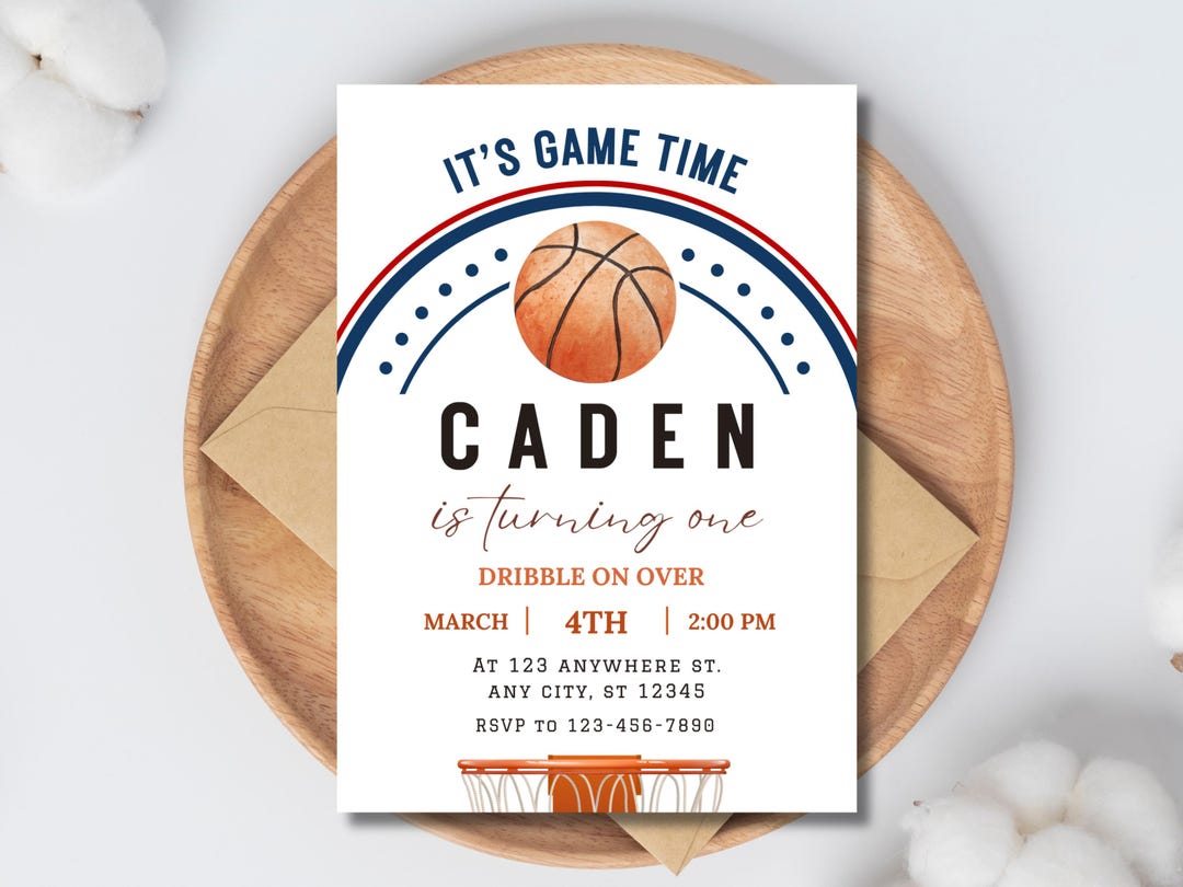 Editable All Ages Basketball Birthday Invitation, Game Time, Basketball ...
