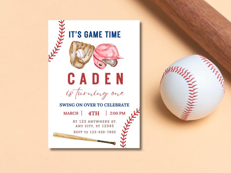 Editable All Ages Baseball Birthday Invitation, Game Time, Baseball ...