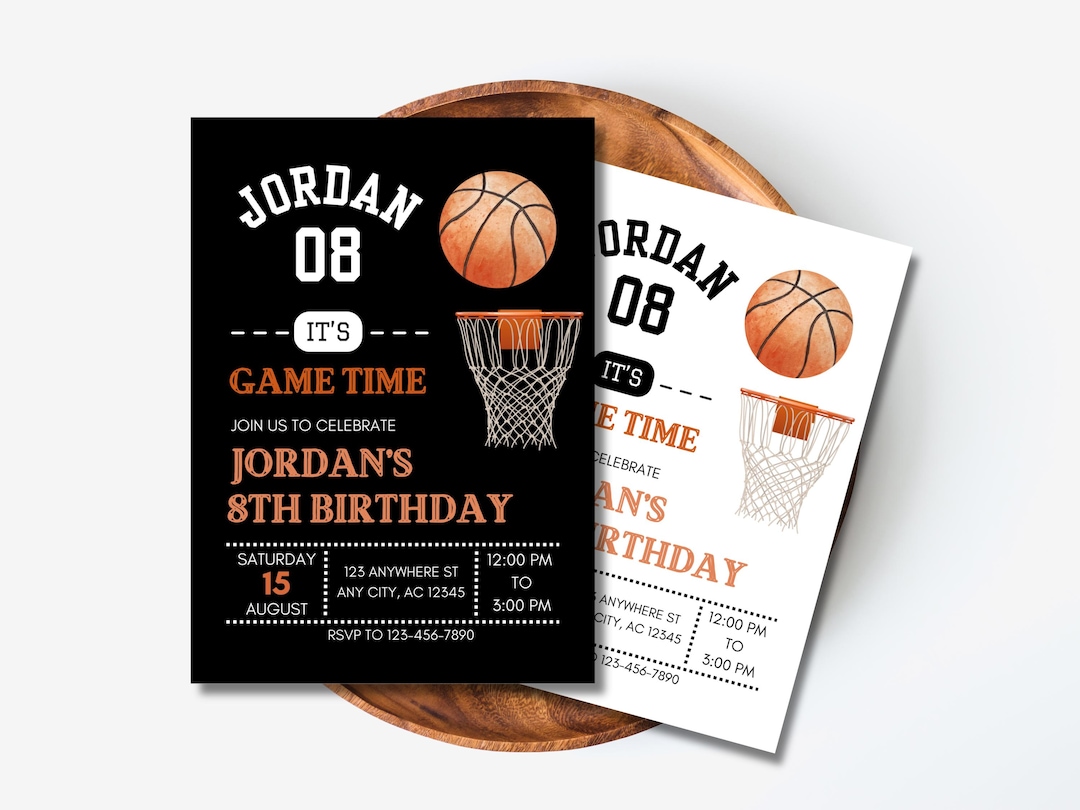 Editable All Ages Basketball Birthday Invitation, Game Time, Basketball ...