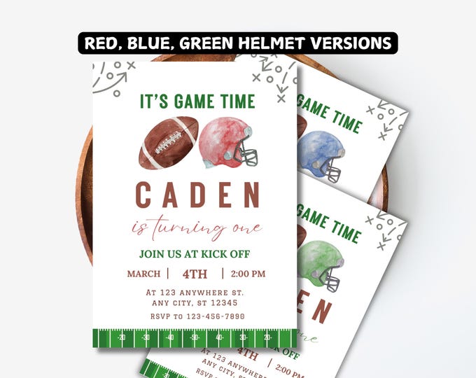 Editable All Ages Football Birthday Invitation, Game Time, Boy Football ...