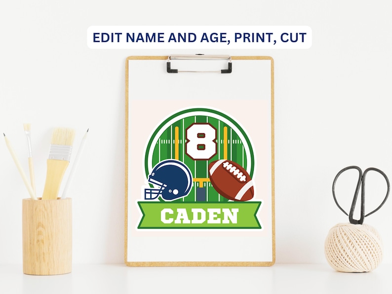 Editable Football Cake Topper, Football Centerpiece, Football Birthday ...