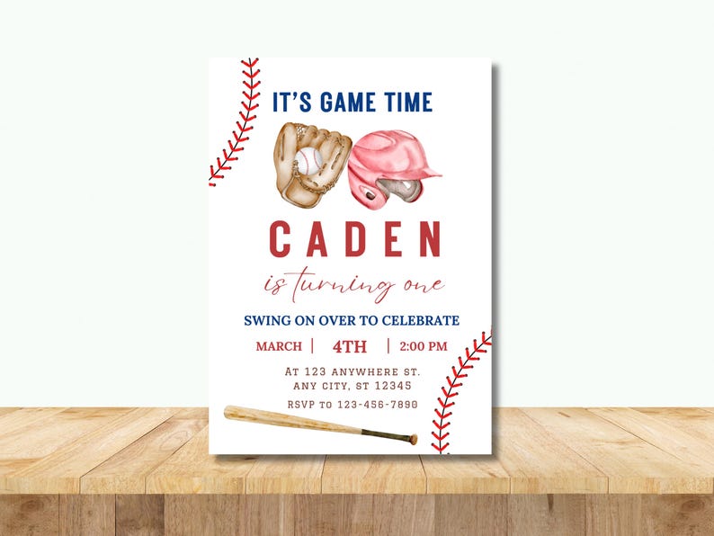 Editable All Ages Baseball Birthday Invitation, Game Time, Baseball ...