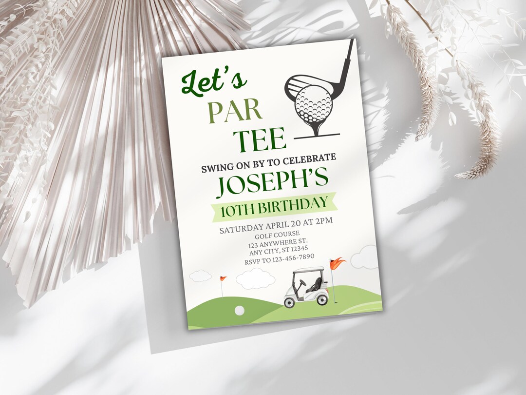 Editable Golf Birthday Invitation, Golf Course Birthday Invite, Let's ...