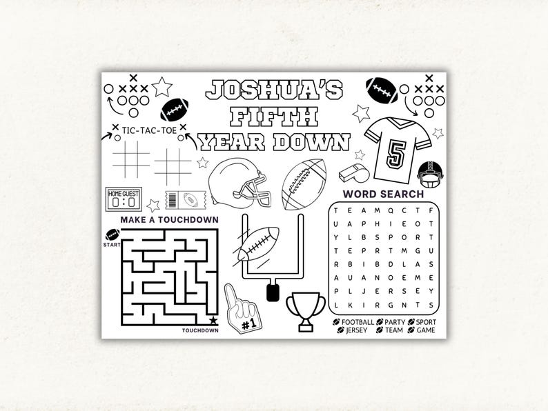 Football Birthday Coloring Sheet, Personalized Activity Sheet, Coloring ...