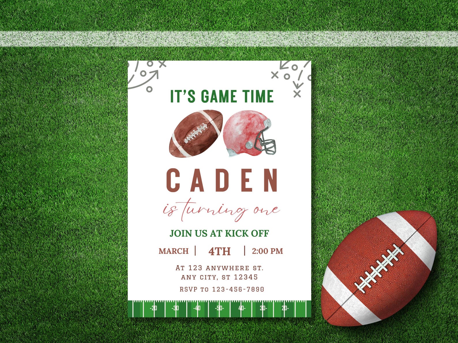 Editable All Ages Football Birthday Invitation, Game Time, Boy Football ...