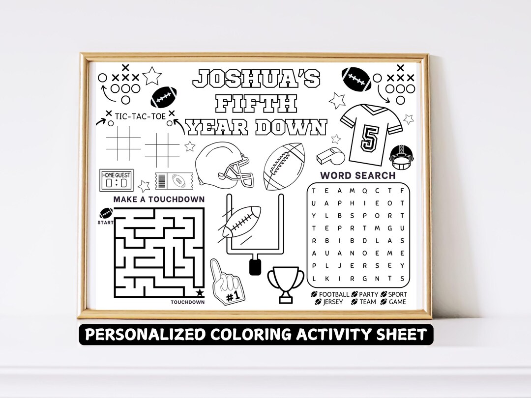 Football Birthday Coloring Sheet, Personalized Activity Sheet, Coloring ...