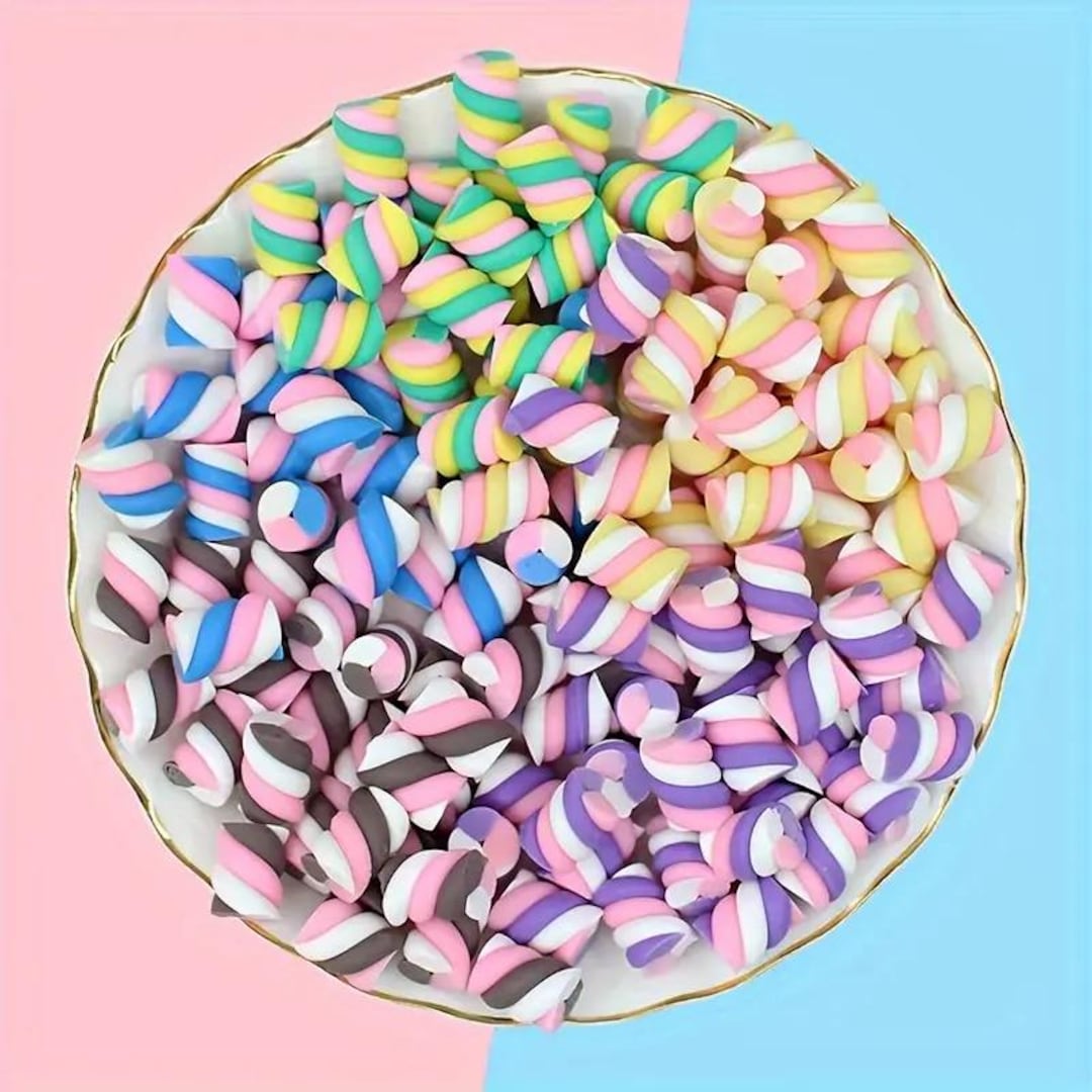 10pcs Mini CANDY Swirl STICKS Slime Charms | Resin Twisted Candies Fake ...