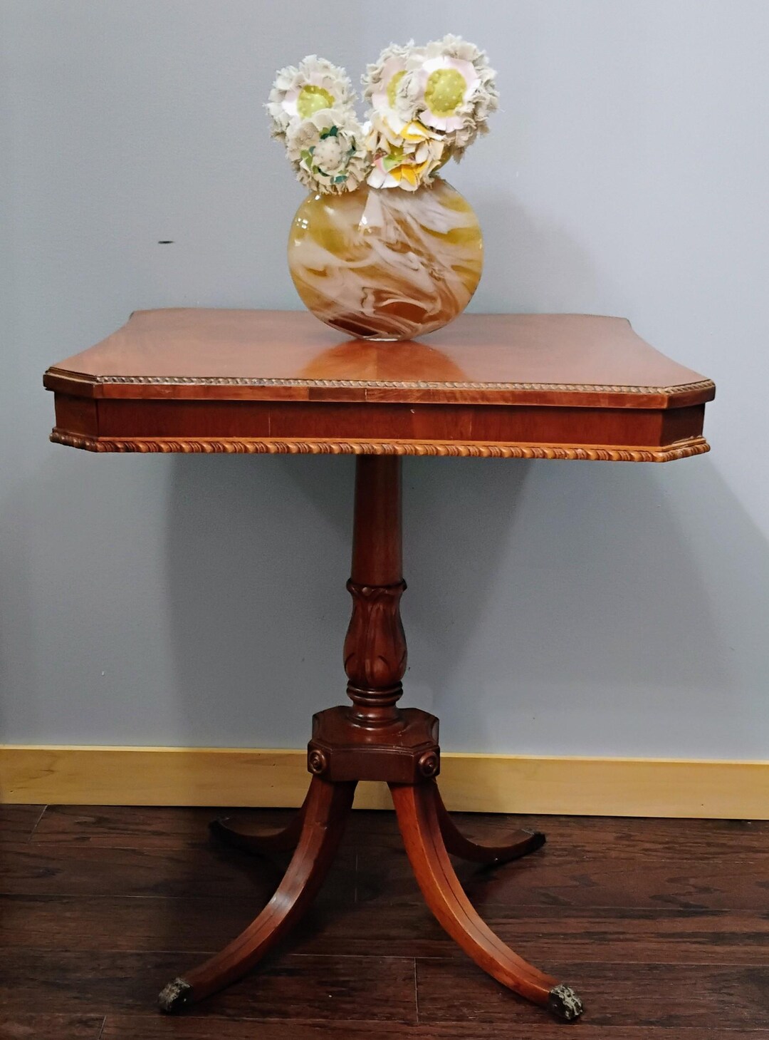 Vintage High End Duncan Phyfe Bookmatched Mahogany Pedestal Table - Etsy