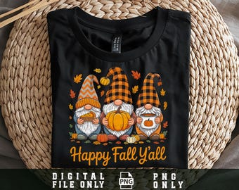 Happy Fall Y'all Gnomes Png, Gnomes Pumpkin Autumn Png, Gnomes Autumn ...