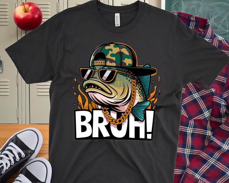 Bass Fishing PNG Sublimation, Fish in Cap PNG, Funny Fishing Png, Bruh ...