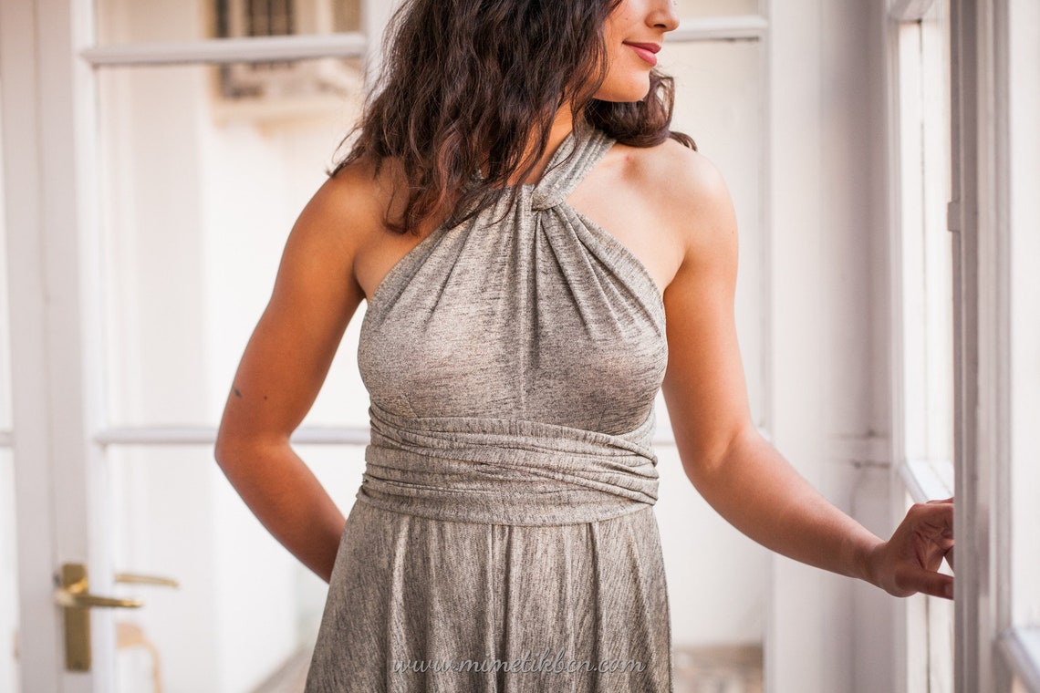 Gold bridesmaid dress Gold infinity dress Metallic | Etsy