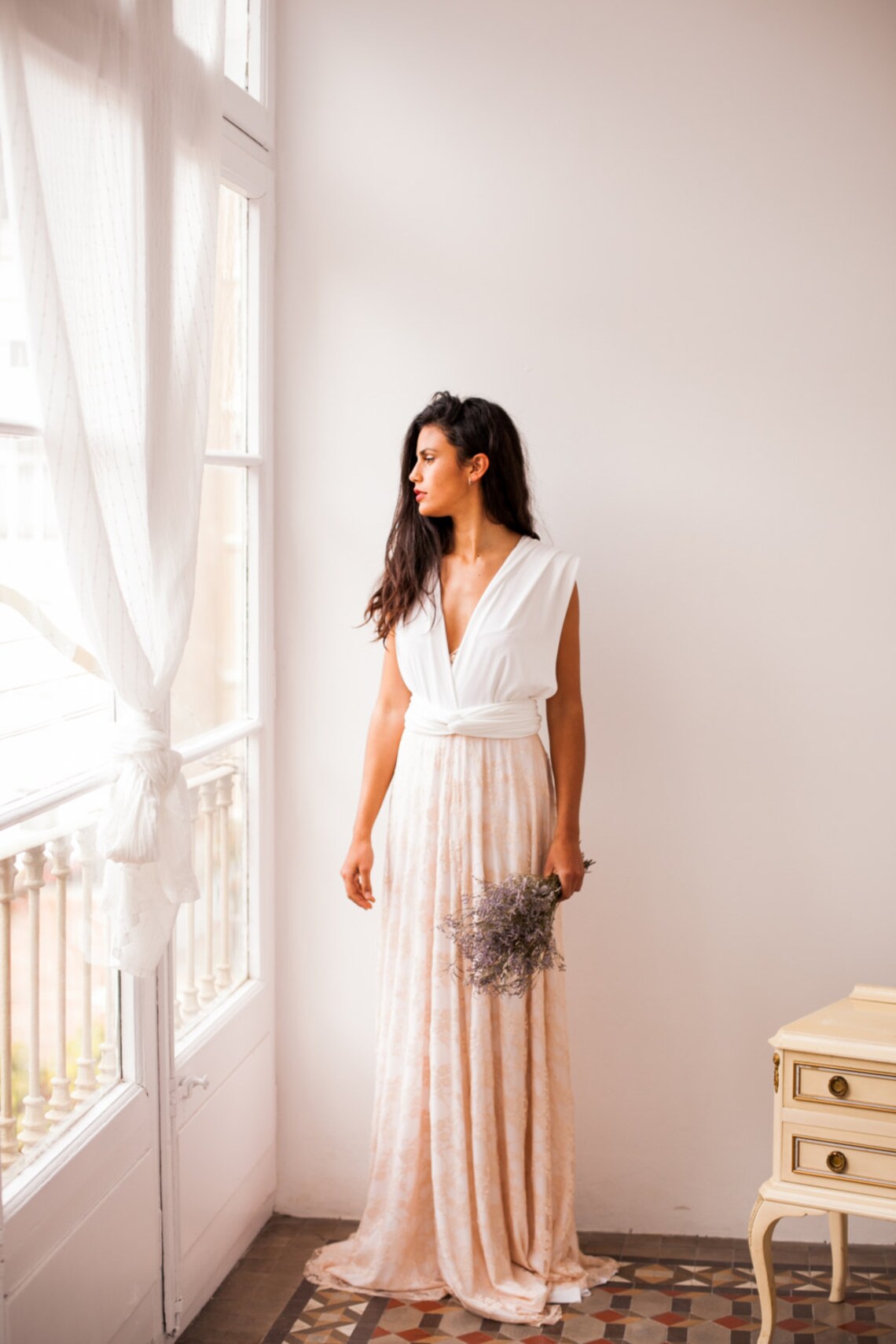 Rustic Wedding Dress, Rose Quartz Wedding Dress, Rose Gold Lace, Rustic ...