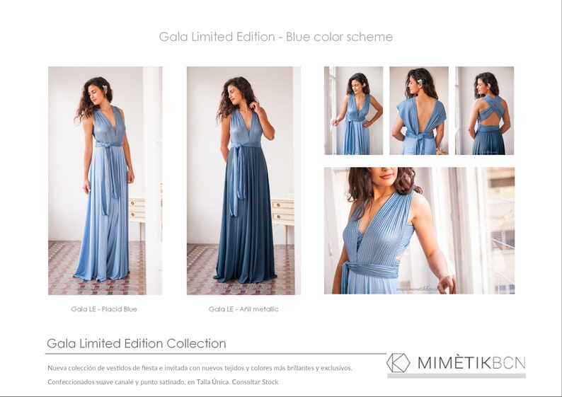 Blue Ribbed Knit Infinity Dress: Convertible Formal Gown - Etsy