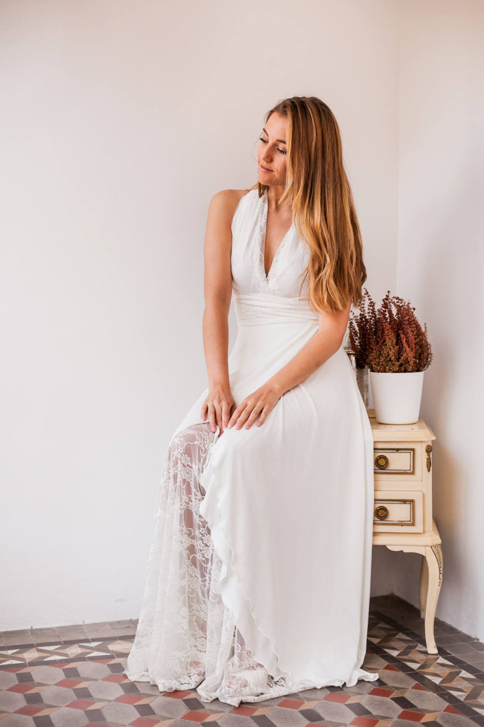 Open Front Wedding Dress Open Front Lace Wedding Dress High - Etsy