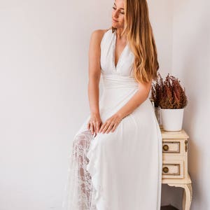 Open Front Wedding Dress, Open Front Lace Wedding Dress, High Low ...