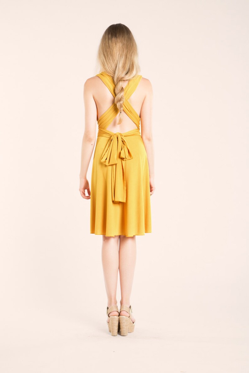 Clearance SALE Short Yellow Dress, Mustard Yellow Infinity Dress ...