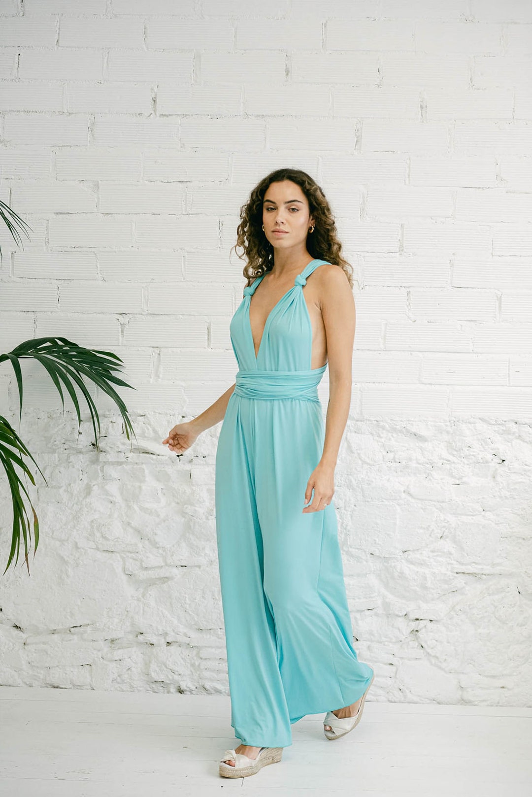 Aquamarine Infinity Jumpsuit for Bridesmaids, Infinity Pants for ...