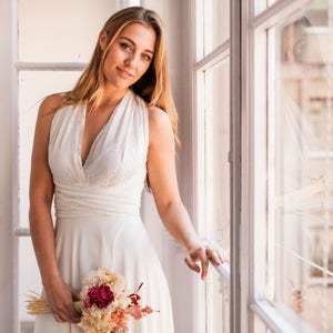 Open Front Wedding Dress, Open Front Lace Wedding Dress, High Low ...