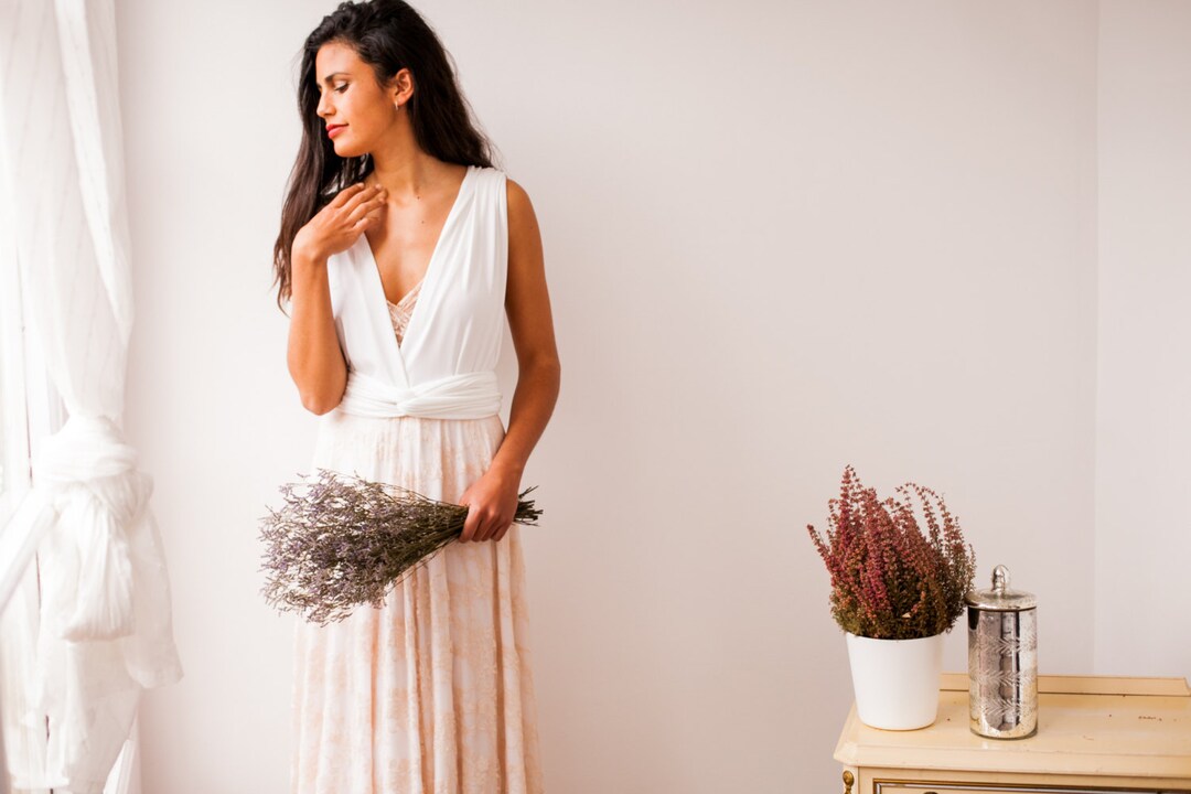 Rustic Wedding Dress, Rose Quartz Wedding Dress, Rose Gold Lace, Rustic ...