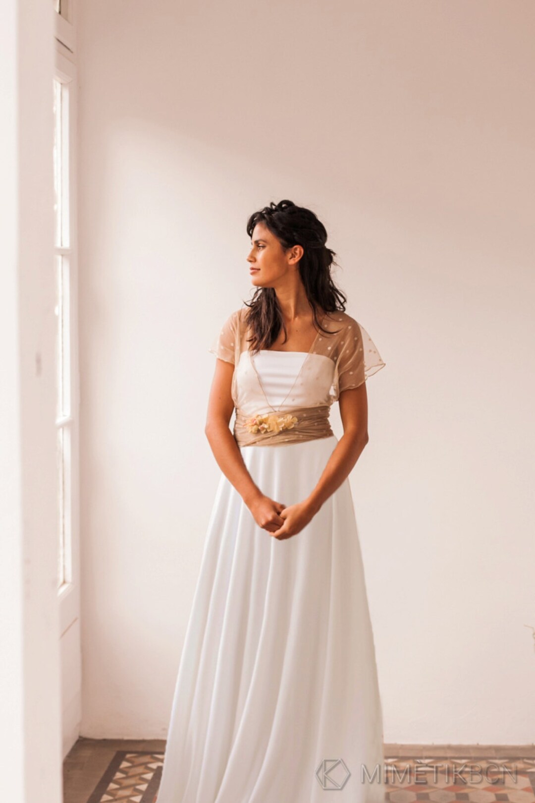 Romantic Tulle Beige Wedding Dress, Beige Tulle Wedding Gown, Beige ...