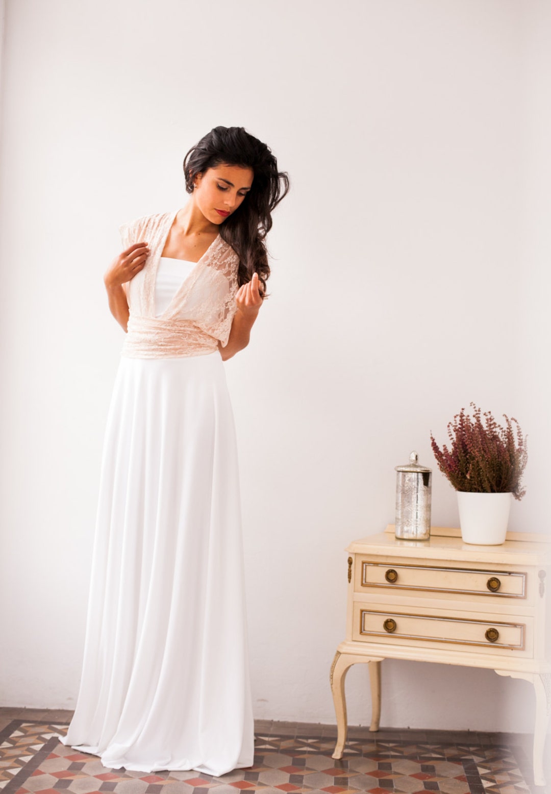 Vintage Wedding Dress, Rose Quartz Lace Vintage Bridal Gown Rose ...