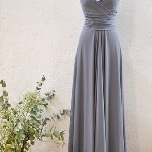 Silver Grey Infinity Dress, Neutral Grey Dress, Long Grey Dress, Silver ...