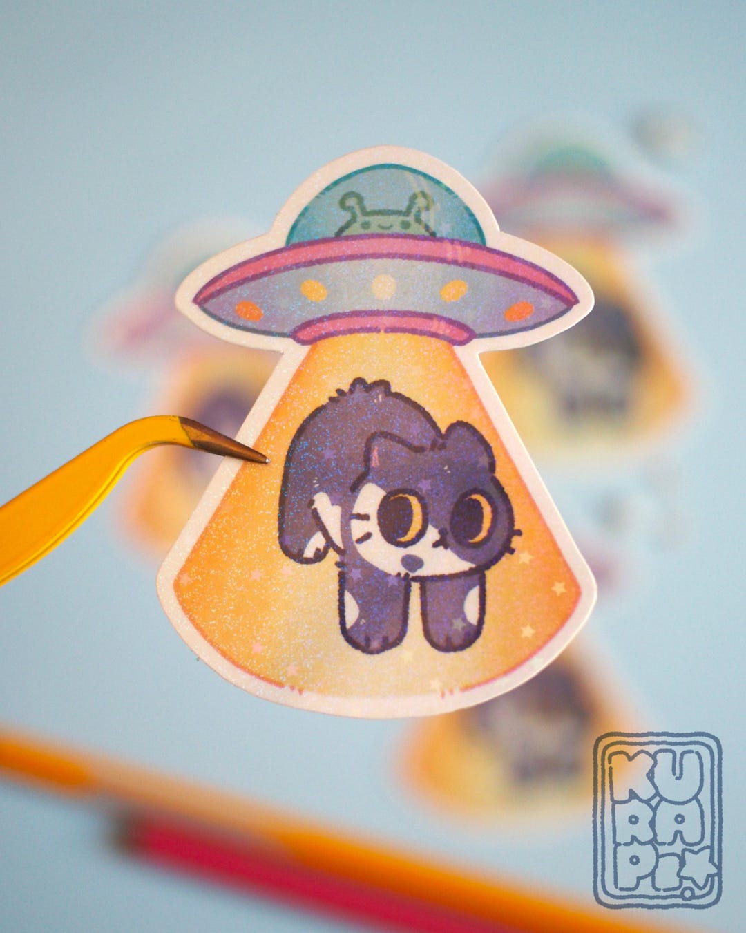 Rocket the Space Cat - Holo Stars Sticker // Holographic Sticker ...