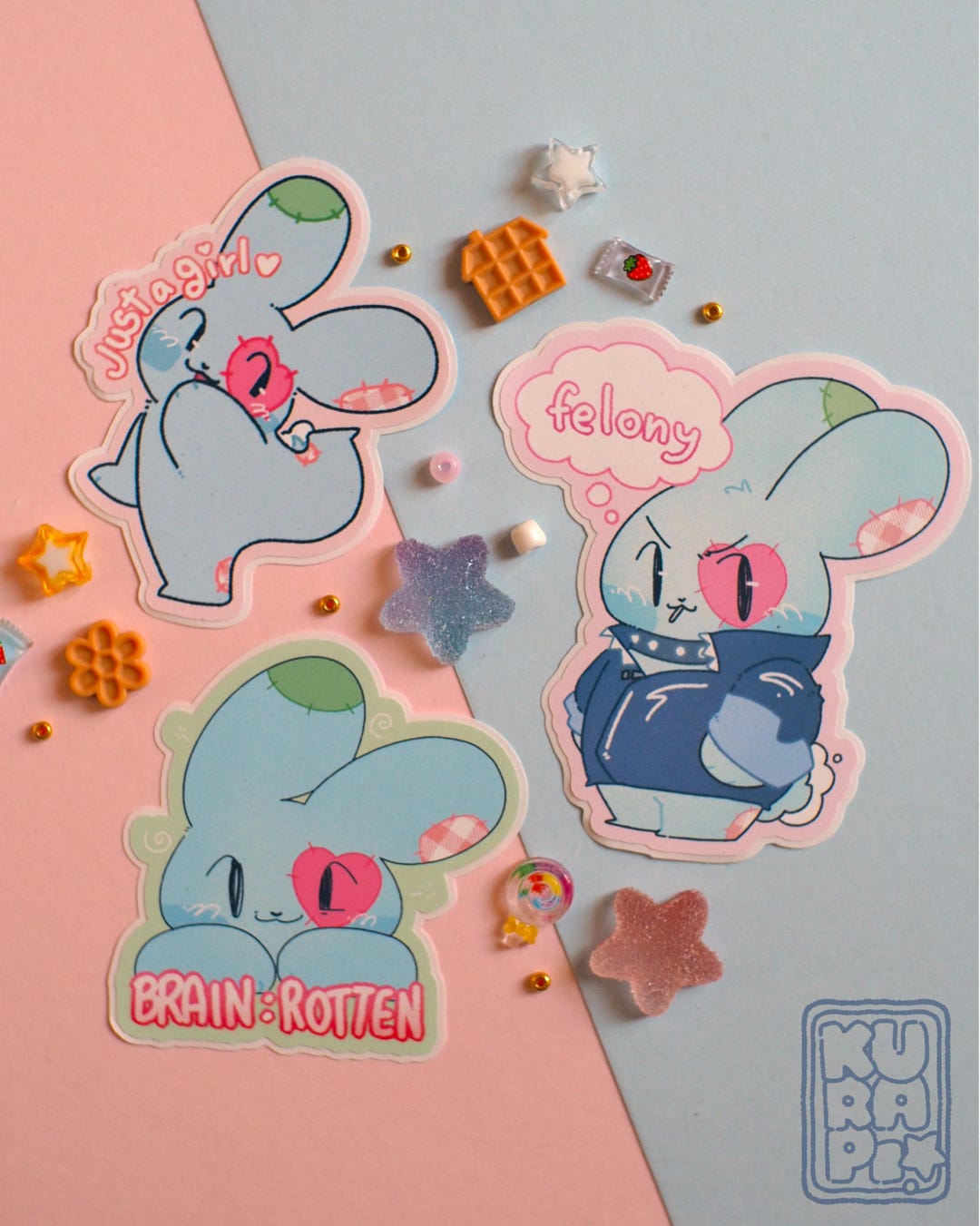 Kopi the Bun Stickers 2 // Cute Pastel Sticker, Bujo, Mood, Cheeky ...