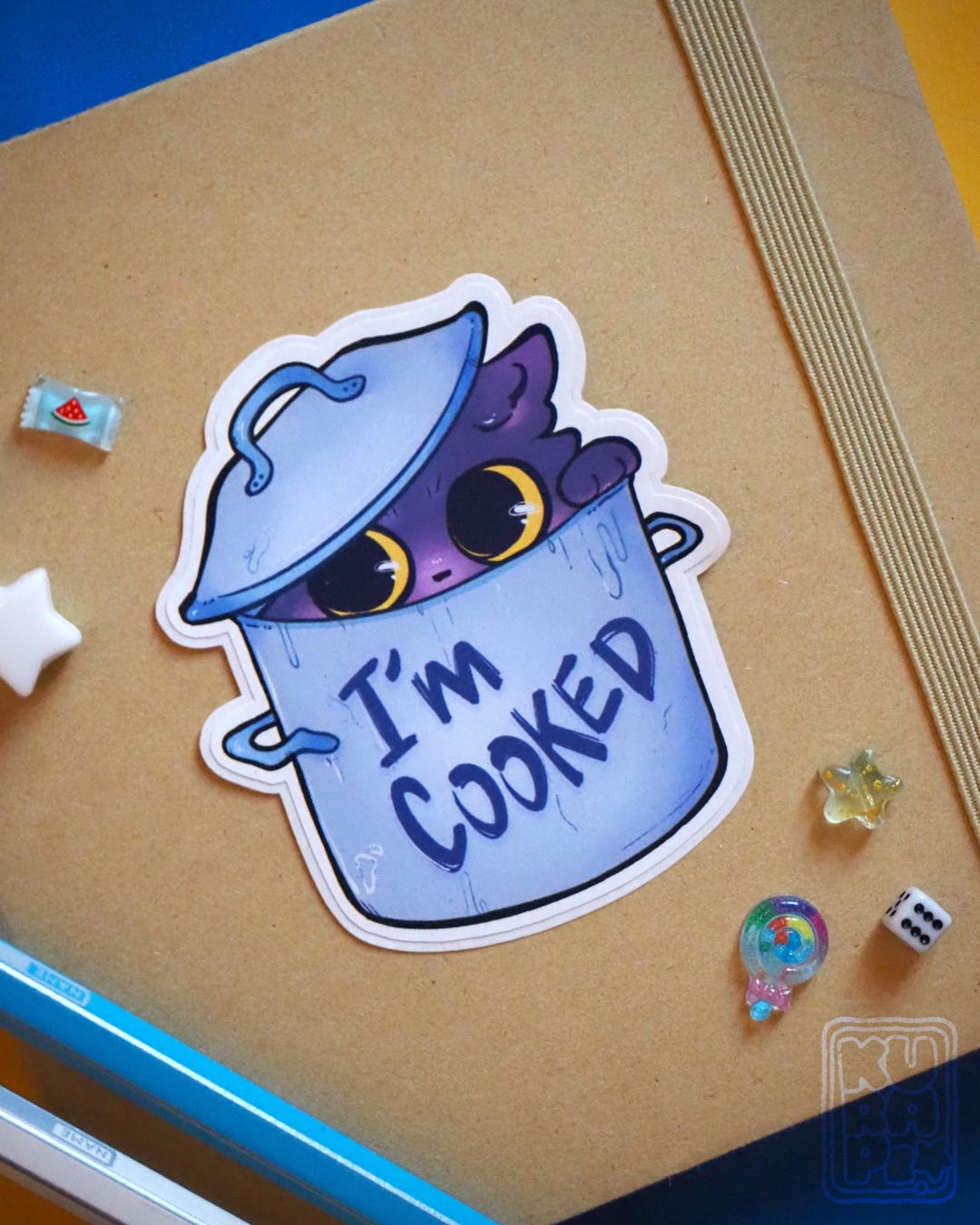 I'm Cooked - Kitty Cat Sticker // Cute Meme Sticker, Cute Funny Animals ...