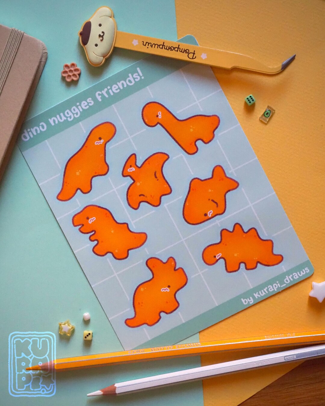 Dino Nuggies Friends! - Sticker Sheet // Funny Nuggets, Meme Dinos ...