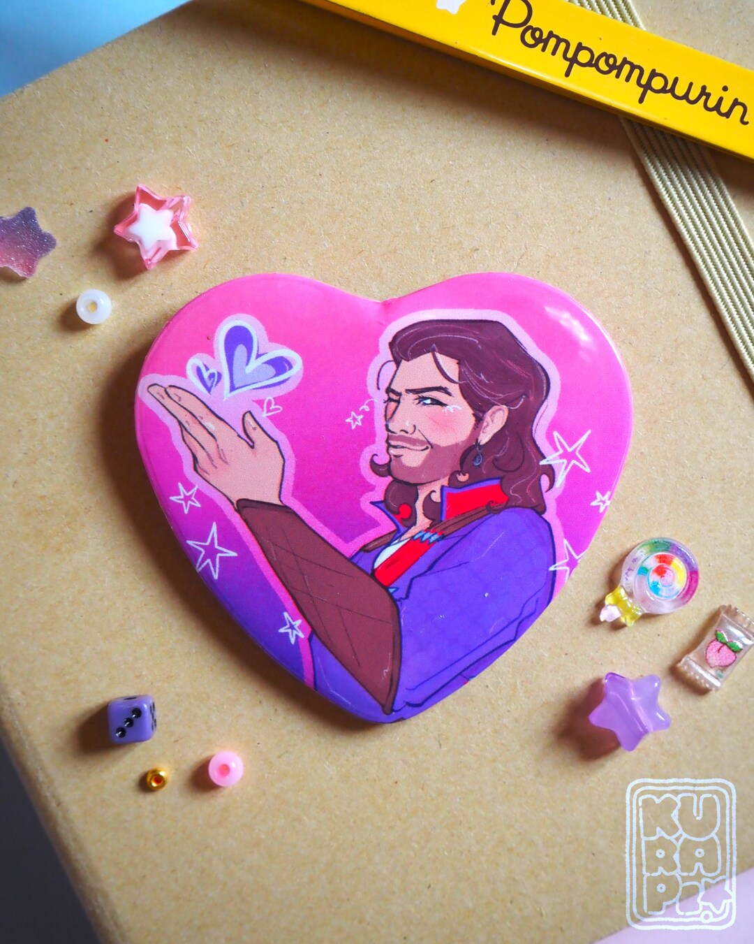 BG3 Gale Heart Button Pin - Heart Shaped Spell // BG 3 Meme Pinback ...