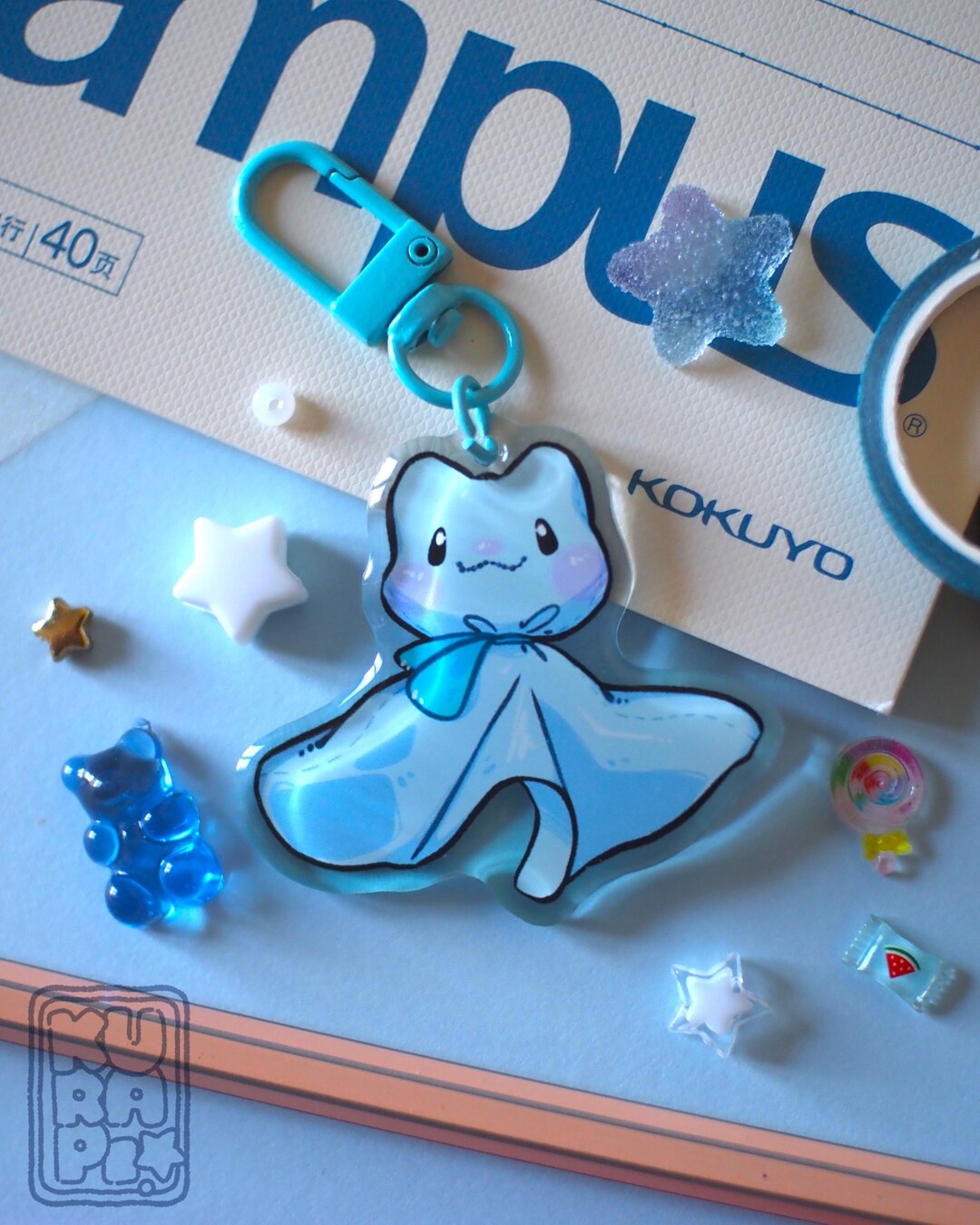 Cat Yokai - Teru Teru Bozu - Double Sided Gradient Acrylic and Epoxy ...