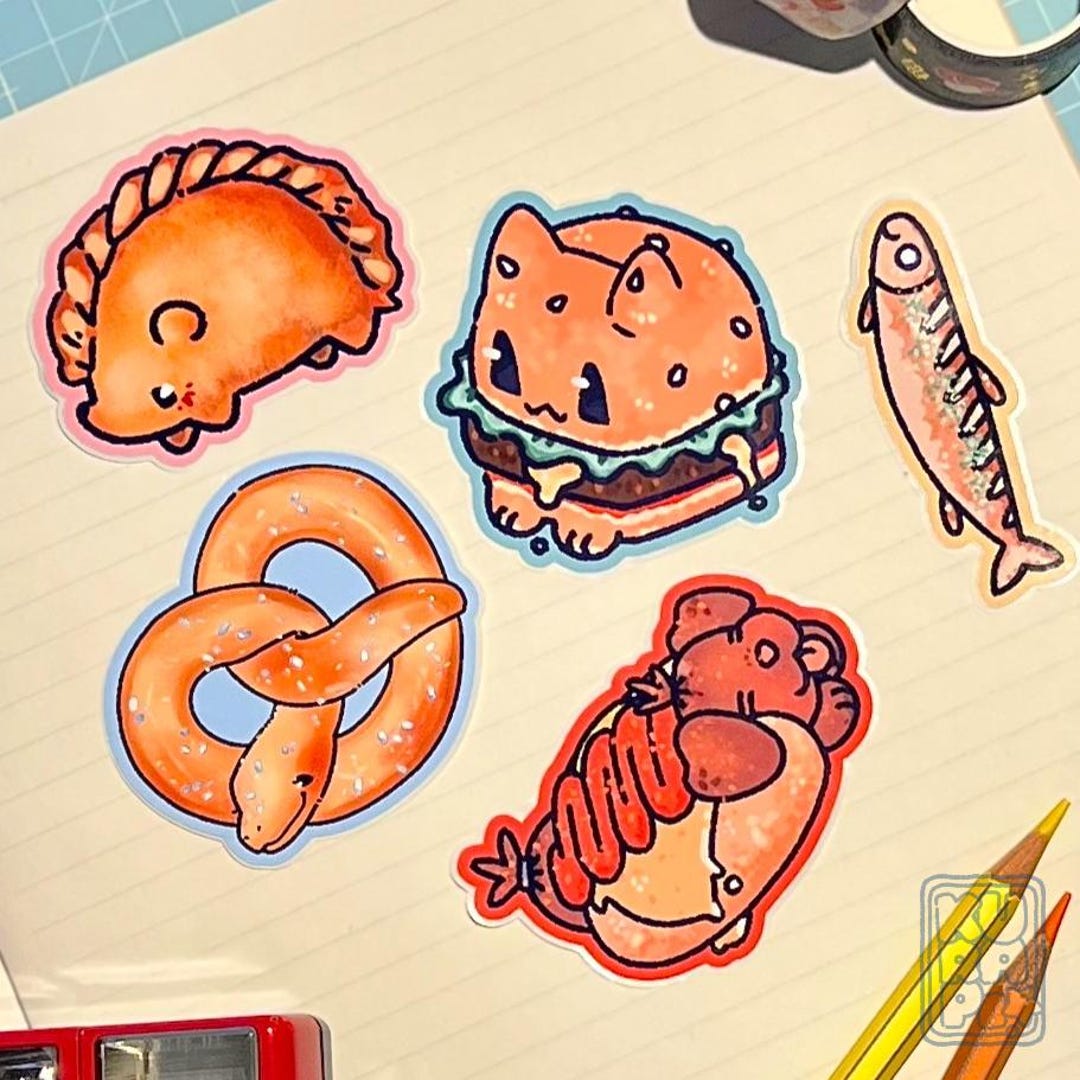 Pan Pals Sticker Set 1 // Cute Bread Chibi Animal Sticker, Empanada ...