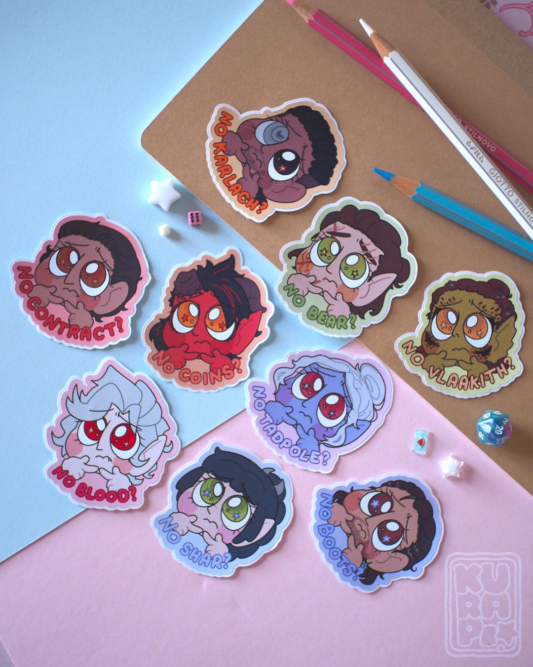 BG3 Pleading Chibi Sticker Set: Glossy Meme Stickers - Etsy