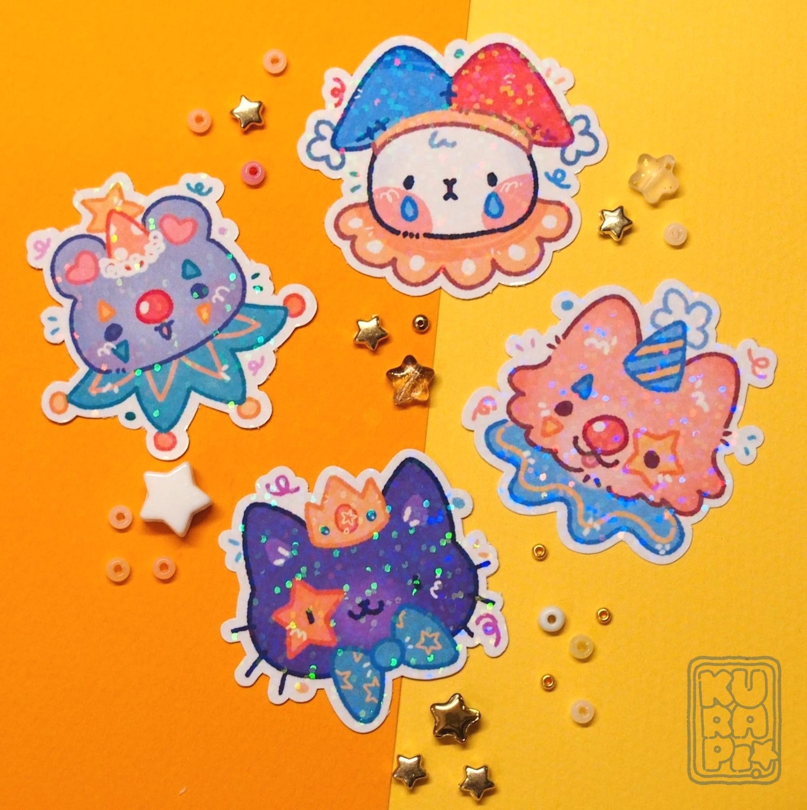 Clownin' Around! - Holo Stickers // Holographic Sticker, Original Art ...