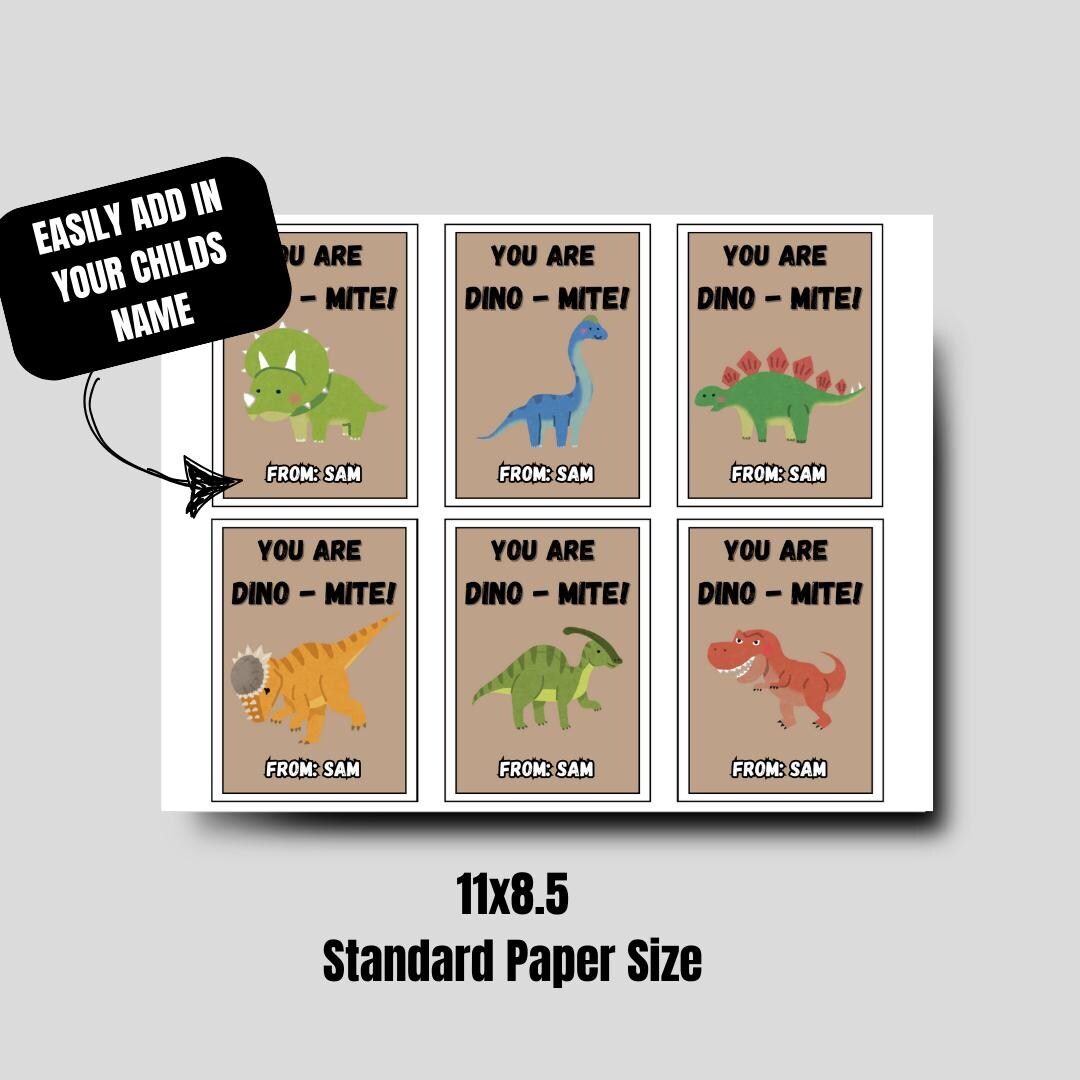 Cute Dino Preschool Valentines, Dinosaur Valentine Printable Cards ...