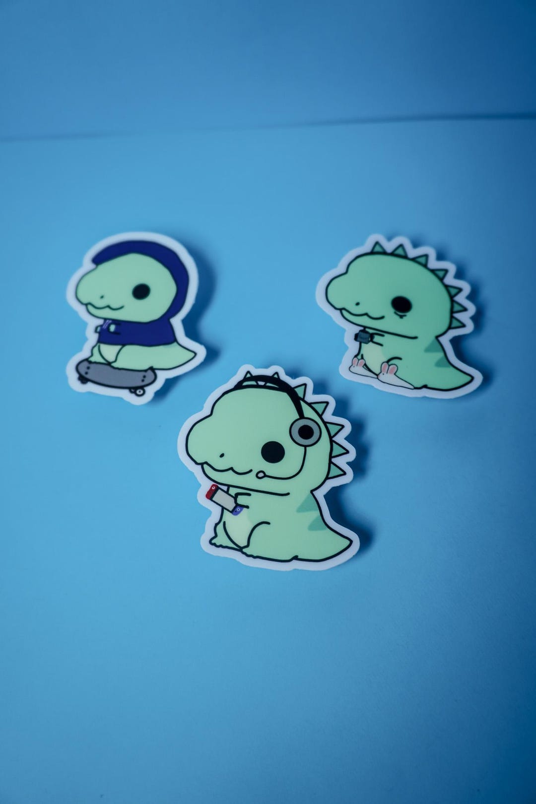 Cozy Dino Sticker Pack (set of 3) | Gamer, Skater, and Coffee Dinosaur ...
