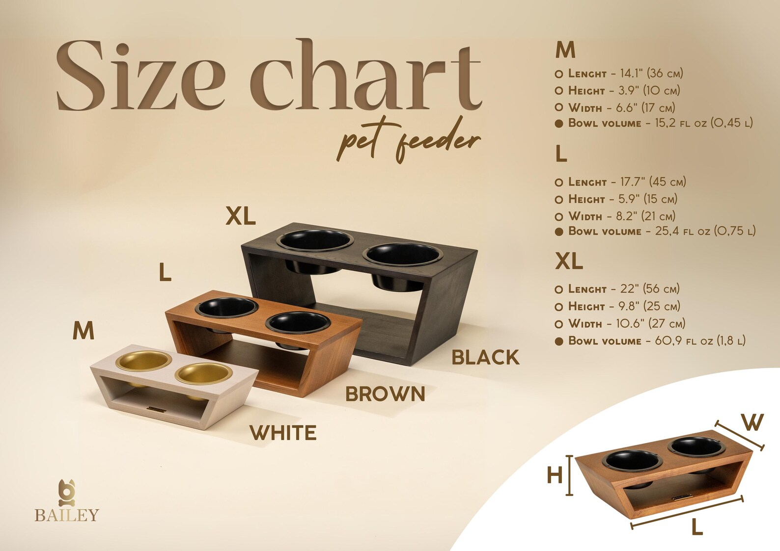 Oak Wood Dog Feeding Table, Elevated Cat Bowl, Minimalist Station With ...