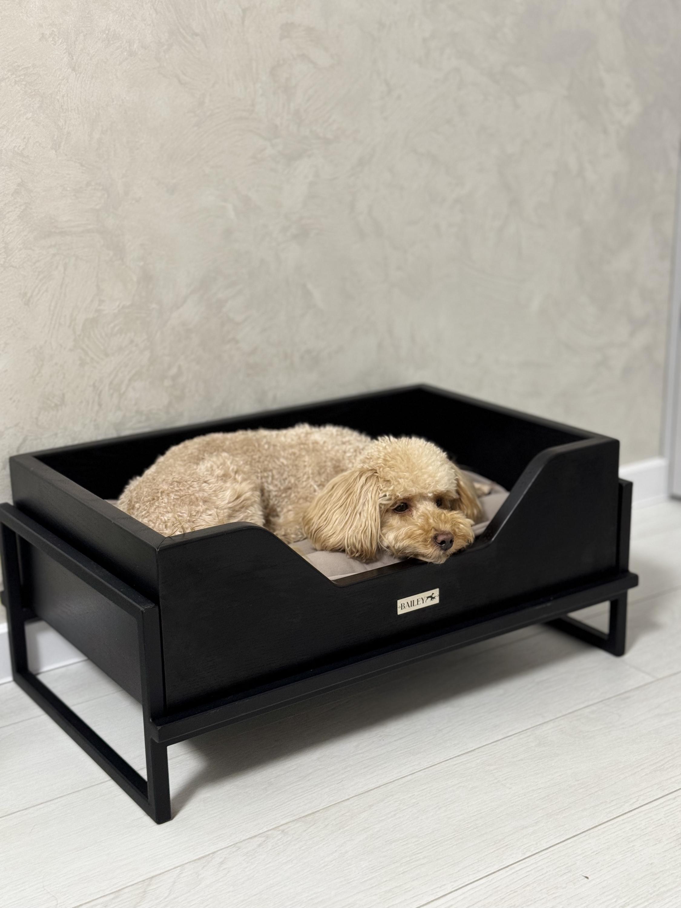 Brown Ash Wooden Orthopedic Dog Bed, Calming Cat Bed With Pillow ...