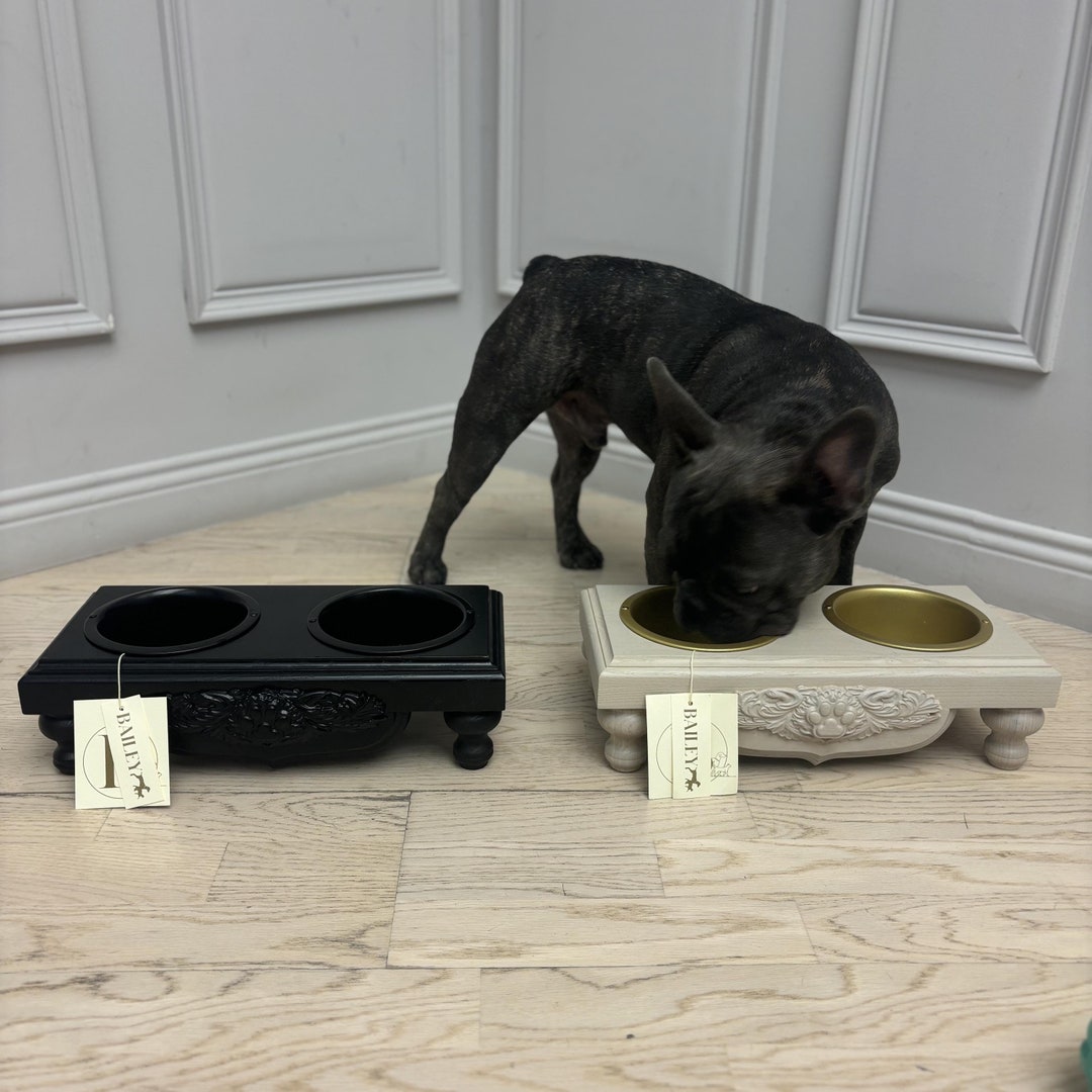 Solid Wood Dog Water Food Stand, Elevated Cat Feeding Station, Dog ...