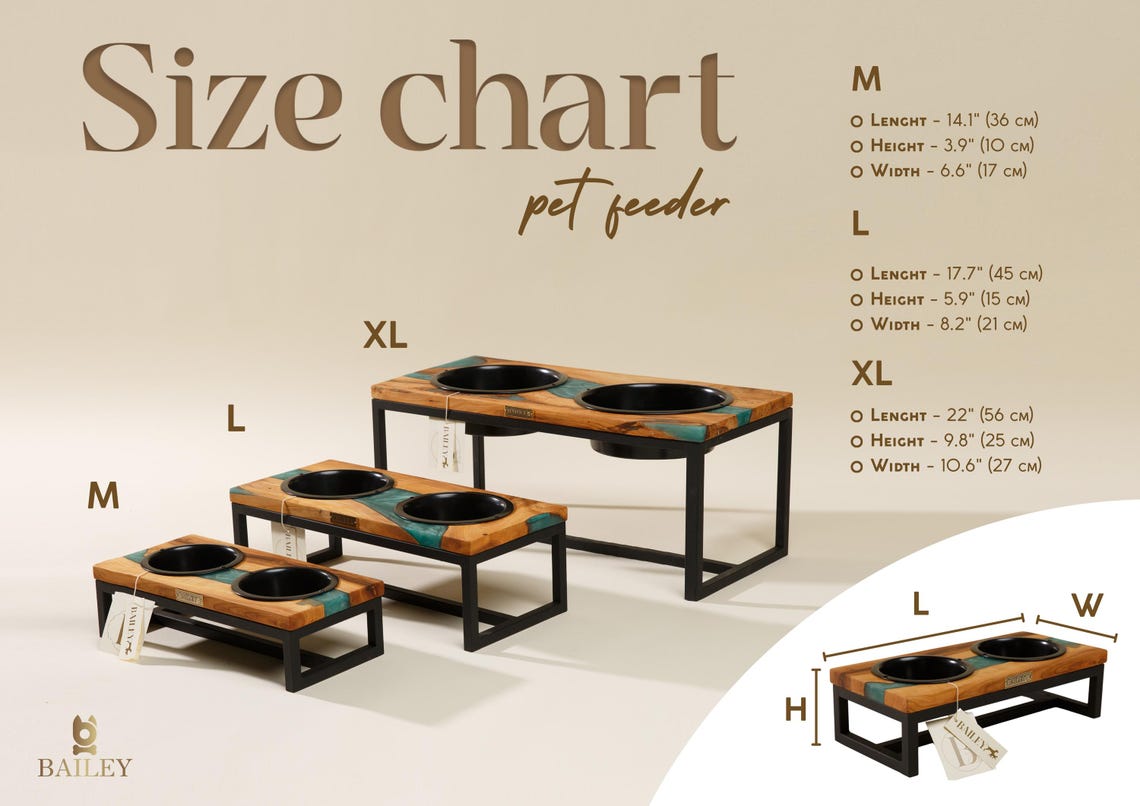 Epoxy Wooden Elevated Pet Feeder, Raised Pet Stand, Luxury Cat Feeding ...