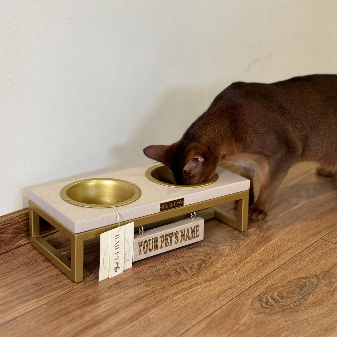 Personalized Elevated Cat Table, Feeding Station for Large and Small ...