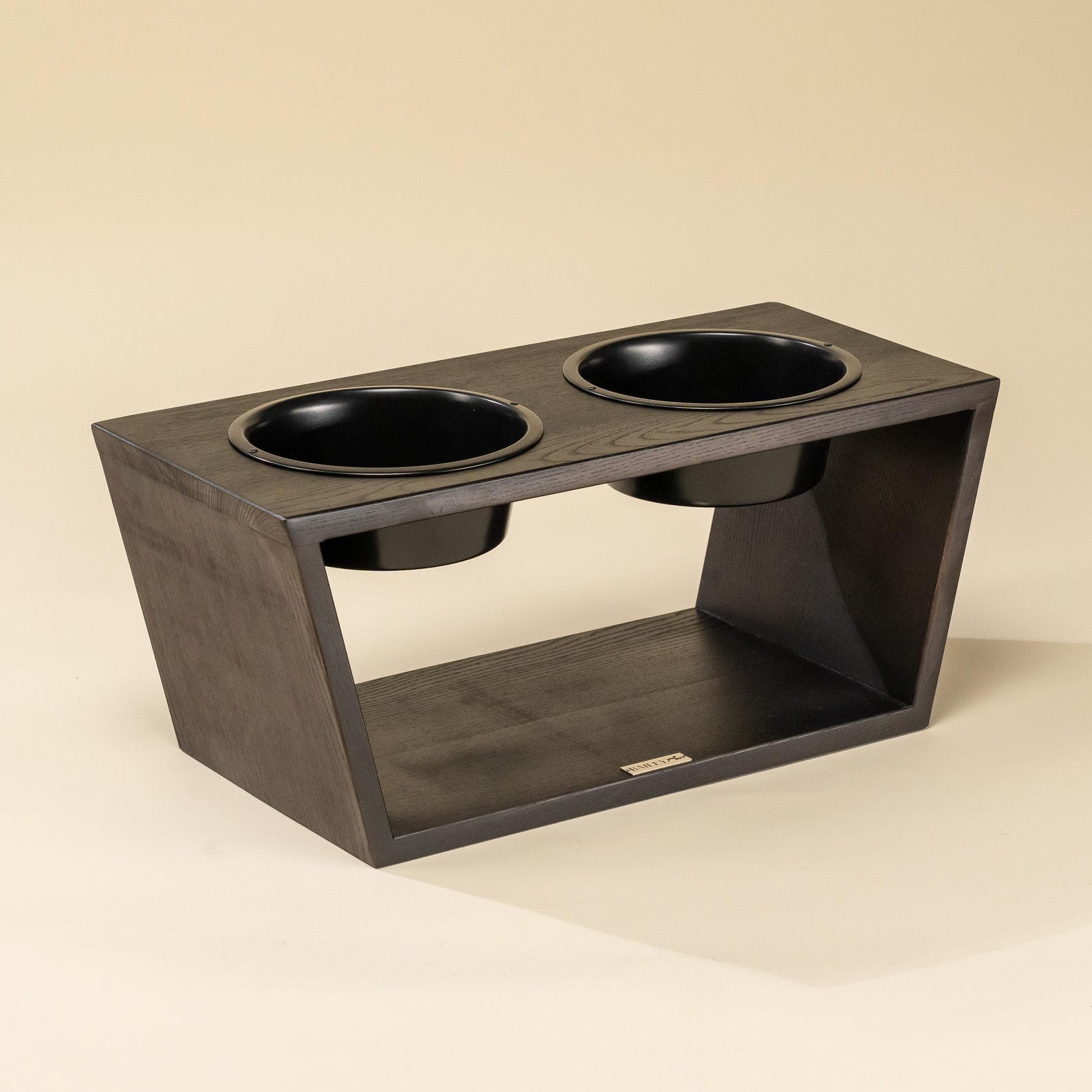Oak Wood Dog Feeding Table, Elevated Cat Bowl, Minimalist Station With ...