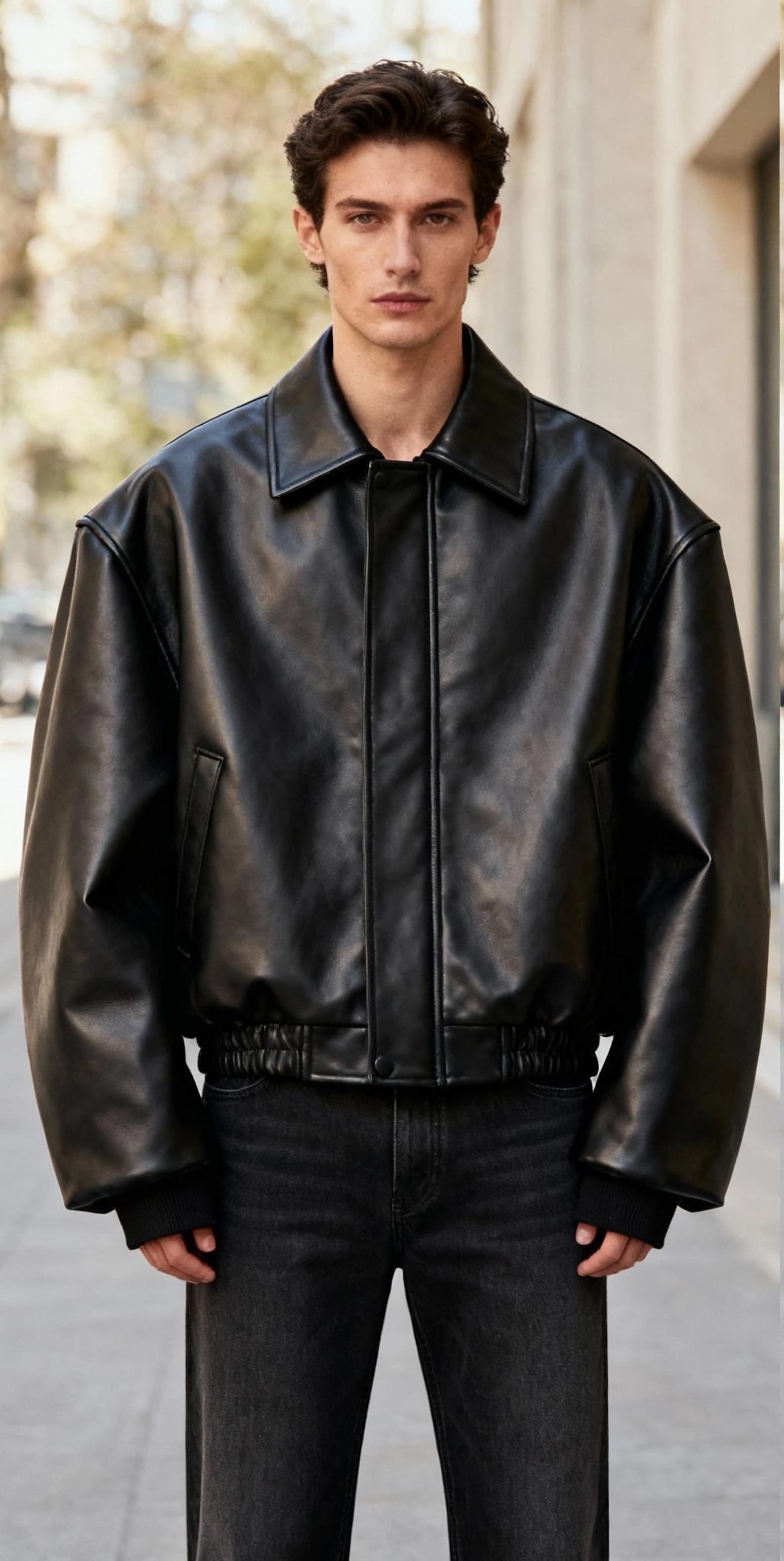 Oversized Matte Black Full-grain Leather Jacket: Luxury Streetwear - Etsy